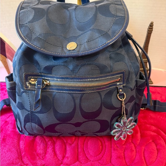 Coach | Bags | Coach Dark Blue Signature Backpack | Poshmark